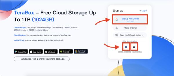 كيف يمكنني التسجيل في TeraBox؟